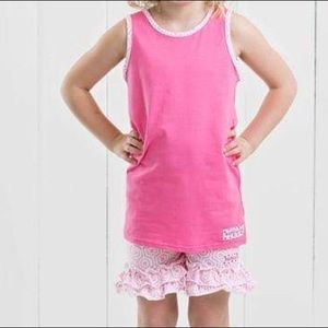 Ruffle Girl | Matching Sets | Ruffle Girl Pink Tank Honeycomb Short Set ...